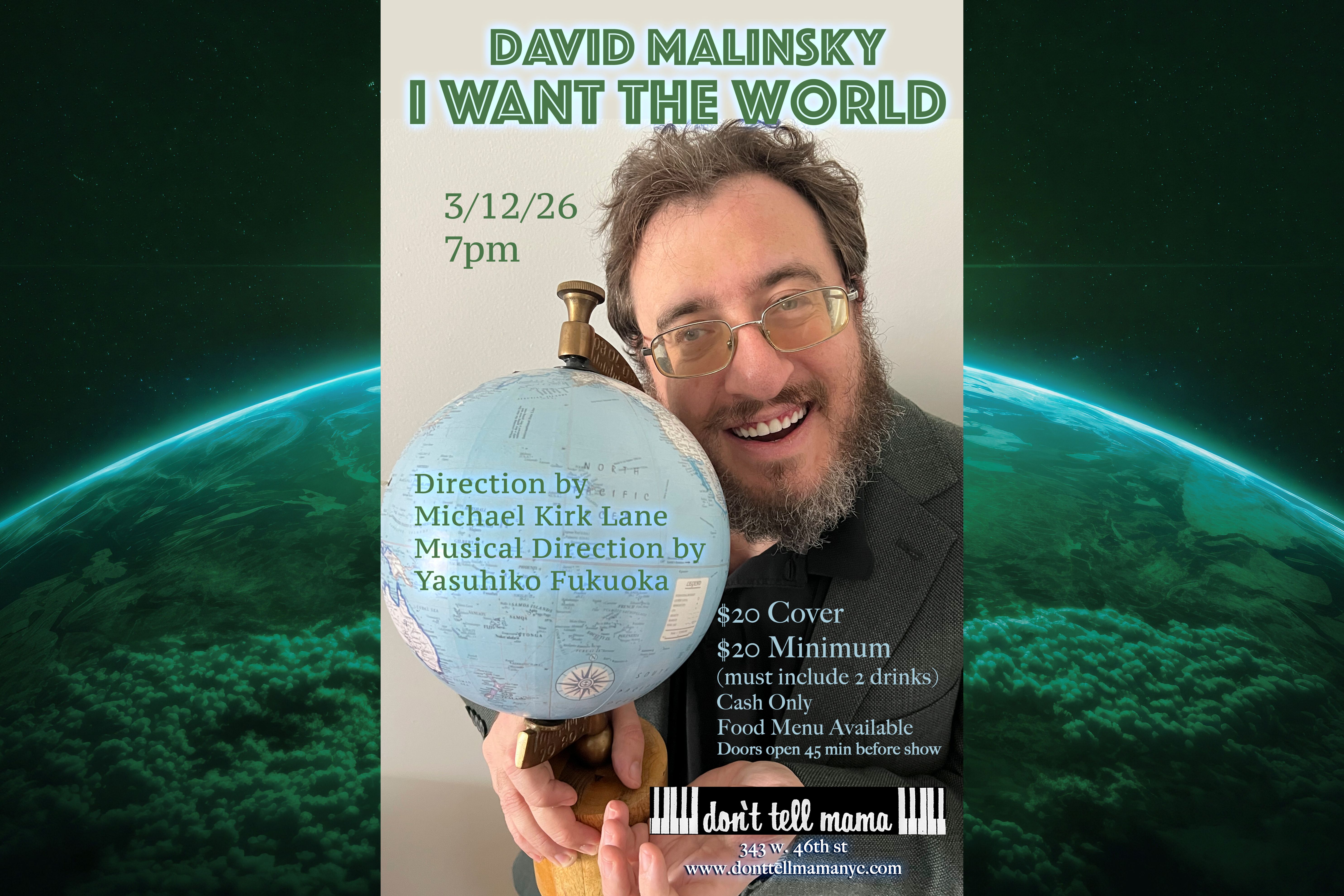 David Malinsky: I WANT THE WORLD on New York City: Get Tickets Now ...